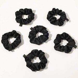 Scrunchies Black Satin Silk Hair Ties - Women Hair Bands Scrunchy For Thick Curl Hair No Crease Hair Accessories Soft Ropes Ponytail Holder No Hurt Your Hair