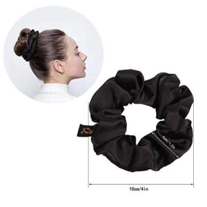 Scrunchies Black Satin Silk Hair Ties - Women Hair Bands Scrunchy For Thick Curl Hair No Crease Hair Accessories Soft Ropes Ponytail Holder No Hurt Your Hair