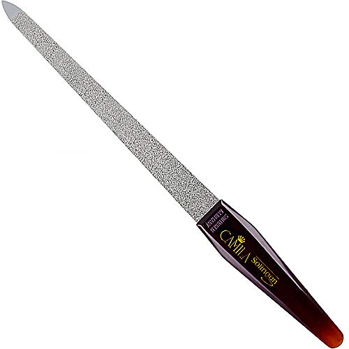 Camila Solingen CS19 8" Large Professional Sapphire Metal Nail File Pointed for Fingernail and Toenail Care. Double Sided Coarse Fine for Manicure / Pedicure. Made of Stainless Steel, Solingen Germany