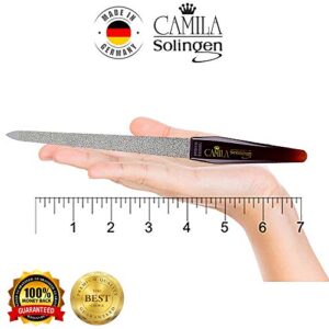 Camila Solingen CS19 8" Large Professional Sapphire Metal Nail File Pointed for Fingernail and Toenail Care. Double Sided Coarse Fine for Manicure / Pedicure. Made of Stainless Steel, Solingen Germany