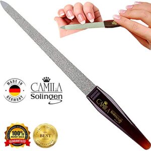 Camila Solingen CS19 8" Large Professional Sapphire Metal Nail File Pointed for Fingernail and Toenail Care. Double Sided Coarse Fine for Manicure / Pedicure. Made of Stainless Steel, Solingen Germany