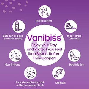 Vanibiss Foot Anti Blister Balm - Foot Blister Prevention - Anti Friction Balm Stick and Foot Chafing Relief - Heel Blister Blocker - Prevent Shoe Strap Friction - Natural Foot Care (0.45oz)