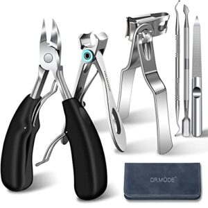 toenail clippers for seniors thick toenails, nail clipper set with ingrown toenail tool & 16mm wide opening nail clippers for men & 360 degree rotary fingernail clipper & leather case and nail file