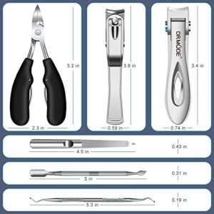 Toenail Clippers for Seniors Thick Toenails, Nail Clipper Set with Ingrown Toenail Tool & 16mm Wide Opening Nail Clippers for Men & 360 Degree Rotary Fingernail Clipper & Leather Case and Nail File