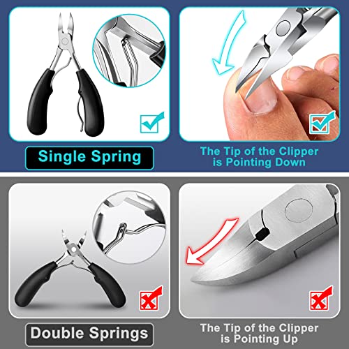 Toenail Clippers for Seniors Thick Toenails, Nail Clipper Set with Ingrown Toenail Tool & 16mm Wide Opening Nail Clippers for Men & 360 Degree Rotary Fingernail Clipper & Leather Case and Nail File