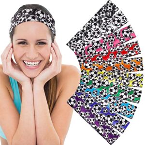 mtlee 10 pieces soccer headbands volleyball headbands girls headband soccer volleyball team headbands soccer hair bands kids sports headbands for girls teens women adults (soccer pattern)