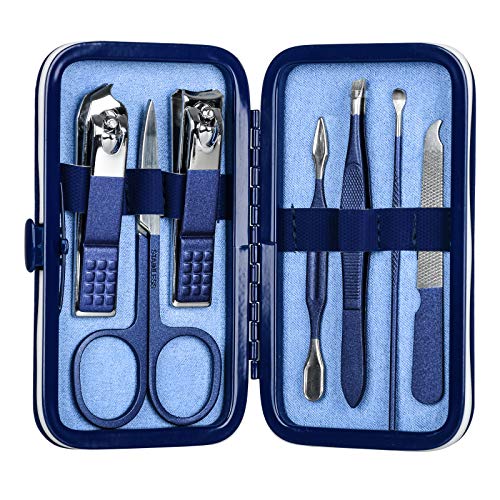 LCPCX Nail clippers set,Pedicure kit,manicure, travel kit for women,mens gifts,7-piece set,blue