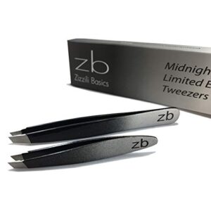 zizzili basics tweezer set – limited edition ombre – classic + mini slant – best tweezers for eyebrow, facial hair removal and your precision needs