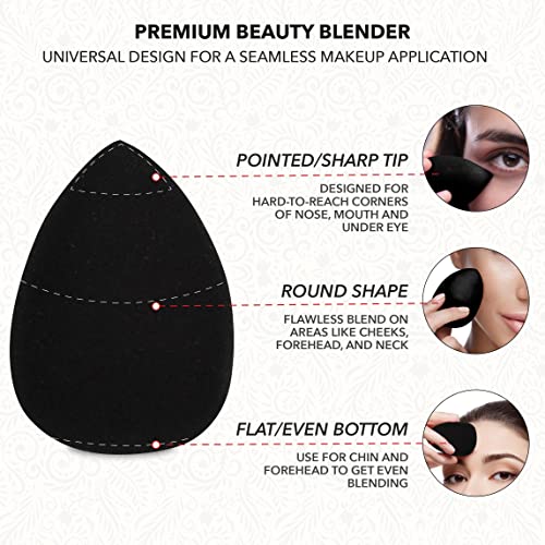 ForPro Expert Beauty Sponge Blender, Premium Makeup Sponge, Latex-Free, 100% Vegan & Cruelty-Free, Black