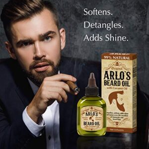 Arlo's 5-PC Mens Premium Beard Grooming Kit w/ Tea Tree Beard Oil 2.5oz -Beard Oil, Beard Brush, Beard Comb, Beard Scissors & Carry Bag