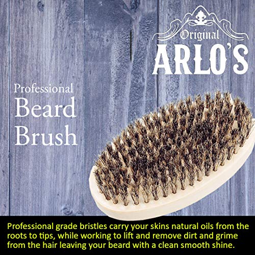 Arlo's 5-PC Mens Premium Beard Grooming Kit w/ Tea Tree Beard Oil 2.5oz -Beard Oil, Beard Brush, Beard Comb, Beard Scissors & Carry Bag