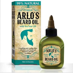 Arlo's 5-PC Mens Premium Beard Grooming Kit w/ Tea Tree Beard Oil 2.5oz -Beard Oil, Beard Brush, Beard Comb, Beard Scissors & Carry Bag