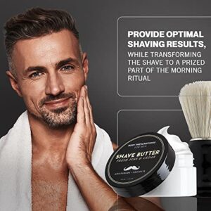 Body Prescriptions Men's Grooming Kit- Shaving Set for Men Including Fresh Pine & Cedar Shave Butter and Shave Brush, Shaving Accessories, Holiday Gifts for Men