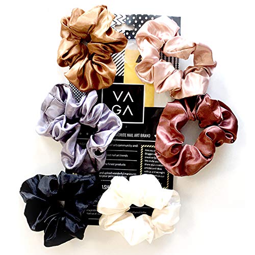 VAGA Cute Scrunchies For Hair 6 Colors Set, Our Hair Scrunchies Hair Elastics Ponytail Holder Pack of scrubchies are Softer Then Hair Ties, A Satin Scrunchie sruchies, Do not Pull Or Snag Thick Hair