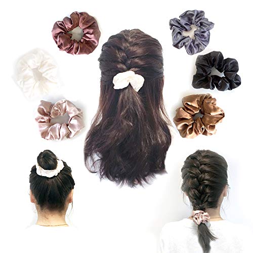 VAGA Cute Scrunchies For Hair 6 Colors Set, Our Hair Scrunchies Hair Elastics Ponytail Holder Pack of scrubchies are Softer Then Hair Ties, A Satin Scrunchie sruchies, Do not Pull Or Snag Thick Hair