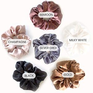 VAGA Cute Scrunchies For Hair 6 Colors Set, Our Hair Scrunchies Hair Elastics Ponytail Holder Pack of scrubchies are Softer Then Hair Ties, A Satin Scrunchie sruchies, Do not Pull Or Snag Thick Hair