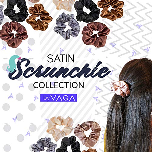 VAGA Cute Scrunchies For Hair 6 Colors Set, Our Hair Scrunchies Hair Elastics Ponytail Holder Pack of scrubchies are Softer Then Hair Ties, A Satin Scrunchie sruchies, Do not Pull Or Snag Thick Hair