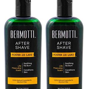 Foster and Lake - BERMOTTI After Shave, 2 Pack - 4 oz- No Burn & All Natural Soothing Skin Moisturizer