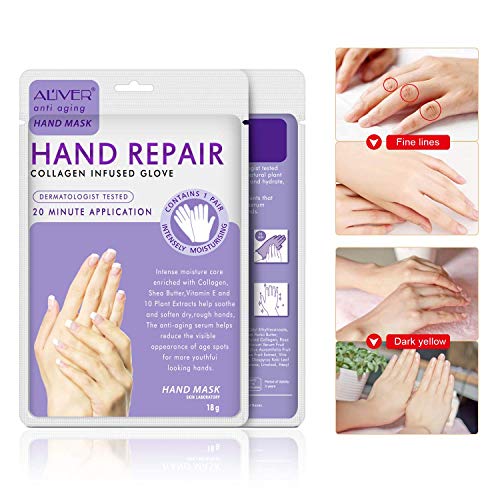 Hand Peel Mask 5 Pack, Moisturizing Gloves, Exfoliating Hand Peeling Mask, Hand Mask, Moisture Enhancing Gloves for Dry Hands, Repair Rough Skin Remove Dead Skin for Women or Men