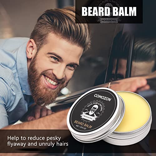 Beard Growth Kit-6 in 1 Beard Grooming Kit with Beard Oil, Beard Balm, Beard Wash, Brush, Comb and Shaving Scissors, Beard Care Kit Gifts for Men Father Dad Husband Boyfriend Brother Son Him