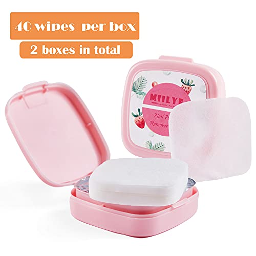 80PCS Nail Polish Remover Pads in Box, Easy to Carry | Instant Removal | Lint Free Nail Polish Wipes for Natural Air-dried Water/Oil Based Nail Polish Soak Off