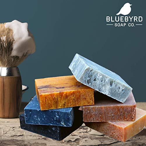 BLUEBYRD Soap Co Artisan Handmade Men's Soap Bars Set of 6, Masculine Scented Fragrance Man Bar Soaps Variety Pack 6, Natural Exfoliating Men's Soap Gift for Dad | Sandalwood, Citrus Cedar Sage, Bay Rum, Deep Sea Pumice, Pine Soap Scrub (MENS)