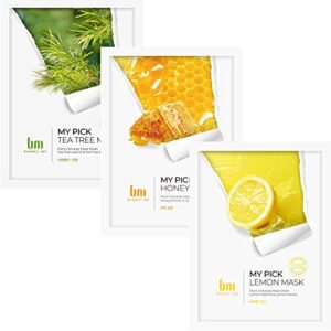 my pick 3 type (teatree, lemon, honey) face facial mask of 3 sheets/made in korea