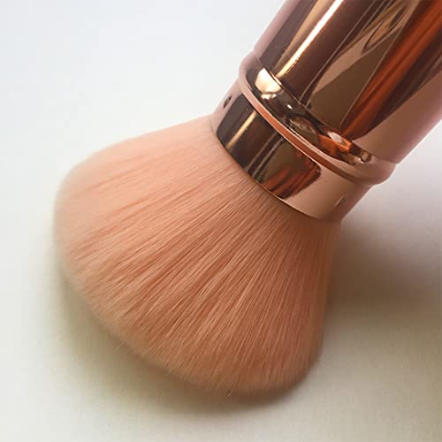 RN BEAUTY Retractable Kabuki Brushes Blush Brush Foundation Powder Brush Face Blender Brush Multi-function Cosmetic Makeup Brush Professional Mineral Blending Buffing Concealer Brush Aluminum Case Portable With Cover (Rose Gold)