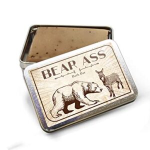 Bear Ass Bath Bar - Funny Vintage Bear and Donkey Design - Novelty Bath Soap for Men - Coffee Soap, Handcrafted, Made in the USA, Contains Real Ground Coffee