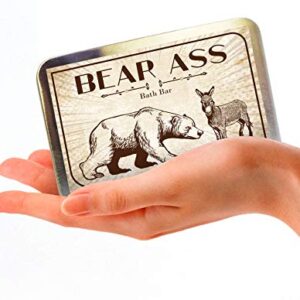 Bear Ass Bath Bar - Funny Vintage Bear and Donkey Design - Novelty Bath Soap for Men - Coffee Soap, Handcrafted, Made in the USA, Contains Real Ground Coffee