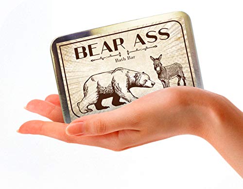 Bear Ass Bath Bar - Funny Vintage Bear and Donkey Design - Novelty Bath Soap for Men - Coffee Soap, Handcrafted, Made in the USA, Contains Real Ground Coffee