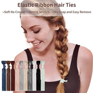 79Style 125pcs Neutral Hair Ties For Women Elastic Ribbon Hair Ties Knotted Ponytail Holders No Breakage Cotton Fabric Hair Bands For Yoga Bulk Hair Tyles Knot Flat No Damage Cute Hair Accessory (125Pcs-10 Neutral Colors)