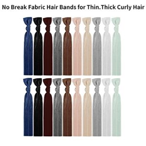 79Style 125pcs Neutral Hair Ties For Women Elastic Ribbon Hair Ties Knotted Ponytail Holders No Breakage Cotton Fabric Hair Bands For Yoga Bulk Hair Tyles Knot Flat No Damage Cute Hair Accessory (125Pcs-10 Neutral Colors)