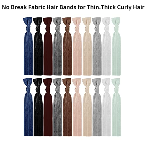 79Style 125pcs Neutral Hair Ties For Women Elastic Ribbon Hair Ties Knotted Ponytail Holders No Breakage Cotton Fabric Hair Bands For Yoga Bulk Hair Tyles Knot Flat No Damage Cute Hair Accessory (125Pcs-10 Neutral Colors)