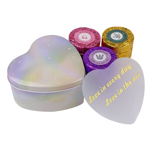 Shower Steamers Aromatherapy, Natural Organic 12-Pack Lavender Eucalyptus & Peach Shower Tablets, Women Relaxing Bath Spa Gift Set, Heart-Shaped Tin Box Shower Fizzies for Party, Birthday, Christmas