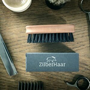 ZilberHaar - Pocket Mustache and Beard Brush - Soft Boar Bristles and Pearwood - Perfect Beard Grooming Tool for Men - Relieves Beard Itch, Works with all Beard Balms and Beard Oils - Made in Germany