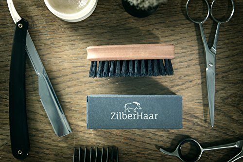 ZilberHaar - Pocket Mustache and Beard Brush - Soft Boar Bristles and Pearwood - Perfect Beard Grooming Tool for Men - Relieves Beard Itch, Works with all Beard Balms and Beard Oils - Made in Germany