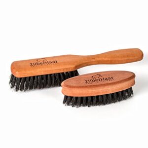 ZilberHaar - Pocket Mustache and Beard Brush - Soft Boar Bristles and Pearwood - Perfect Beard Grooming Tool for Men - Relieves Beard Itch, Works with all Beard Balms and Beard Oils - Made in Germany