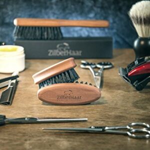 ZilberHaar - Pocket Mustache and Beard Brush - Soft Boar Bristles and Pearwood - Perfect Beard Grooming Tool for Men - Relieves Beard Itch, Works with all Beard Balms and Beard Oils - Made in Germany