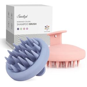 sndyi 2ps silicone scalp massager shampoo brush, hair scrubber with soft silicone bristles, scalp scrubber/exfoliator for dandruff removal, wet dry scalp brush for hair growth & scalp care