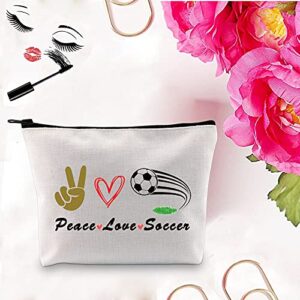 PXTIDY Soccer Gift Soccer Cosmetic Bag for s Peace Love Soccer Travel Cosmetic Makeup Pouch Football Soccer Player Gifts Soccer Team Soccer Coach Gift ()