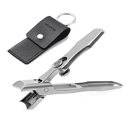 VOGARB Nail Clippers for Thick Nails Long Handle Large Wide Jaw Opening Cutter with Safety Lock Heavy Duty for Toenail Fingernail No Splash Trimmer with Catcher for Men Women Adult Seniors (Silver)