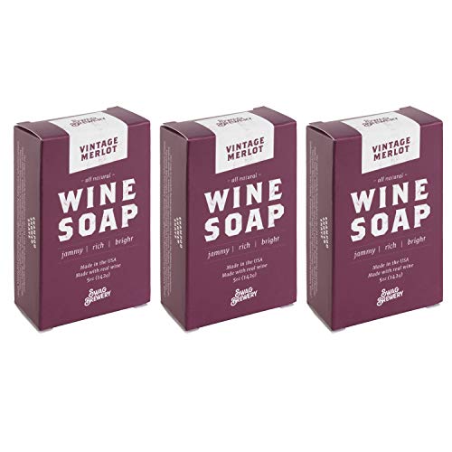 BOOZY SOAP - Great for Wine, Whiskey, and Beer Drinkers -Made in USA- (Vintage Merlot (Wine) 3-Pack)