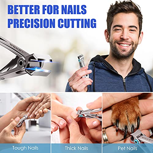 Toe Nail Clippers Adult - Nail Clippers for Thick Nails with Oversized Wide Jaw Opening 15mm,Heavy Duty Toe Nail Clippers, Men and Seniors - by WEKEY