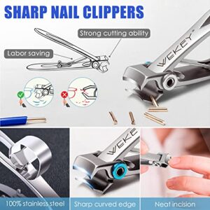 Toe Nail Clippers Adult - Nail Clippers for Thick Nails with Oversized Wide Jaw Opening 15mm,Heavy Duty Toe Nail Clippers, Men and Seniors - by WEKEY