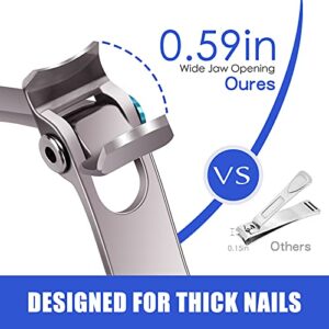 Toe Nail Clippers Adult - Nail Clippers for Thick Nails with Oversized Wide Jaw Opening 15mm,Heavy Duty Toe Nail Clippers, Men and Seniors - by WEKEY