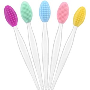 5 pcs lip brush tool lip scrub brush double-sided silicone exfoliating lip brush