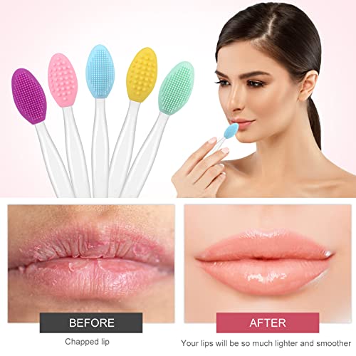 5 Pcs Lip Brush Tool Lip Scrub Brush Double-Sided Silicone Exfoliating Lip Brush