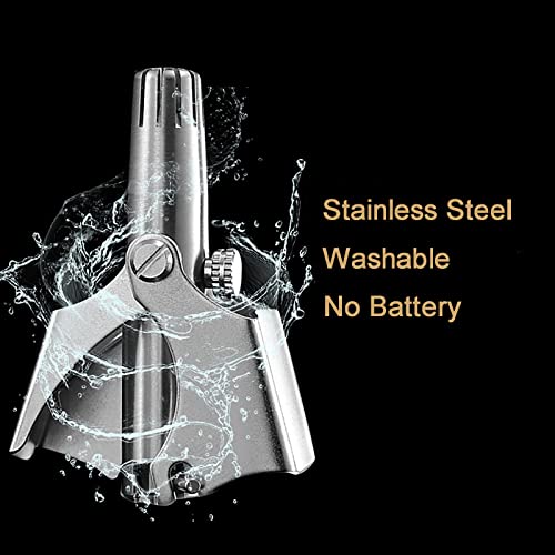 Stainless Steel Nose Hair Trimmer for Men, Professional Portable Manual Nose & Ear Hair Trimmer Allergy-Free, Manual, Battery-Free, Waterproof, Painless (Box and Brush)