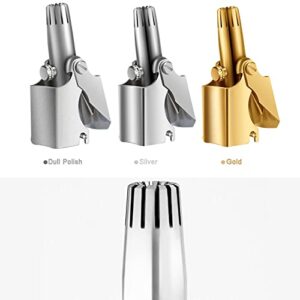 Stainless Steel Nose Hair Trimmer for Men, Professional Portable Manual Nose & Ear Hair Trimmer Allergy-Free, Manual, Battery-Free, Waterproof, Painless (Box and Brush)